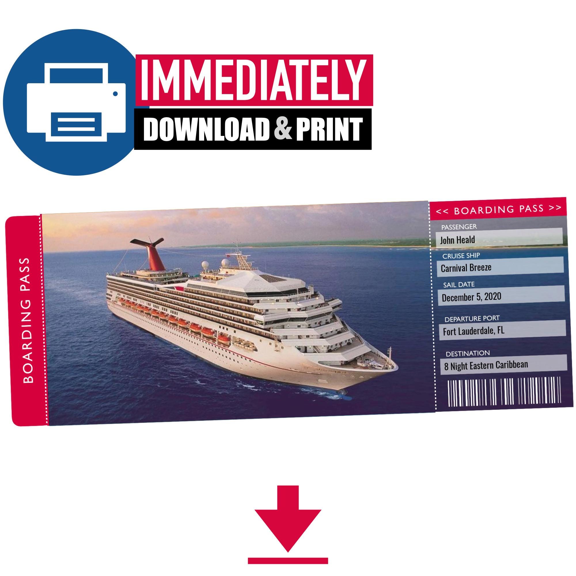Custom Carnival Cruise Ticket - Printable Novelty Boarding Pass ...