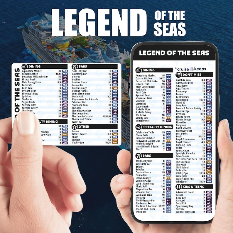 Legend of the Seas Cruise Ship Deck Finder Cards: Phone & Printable ...