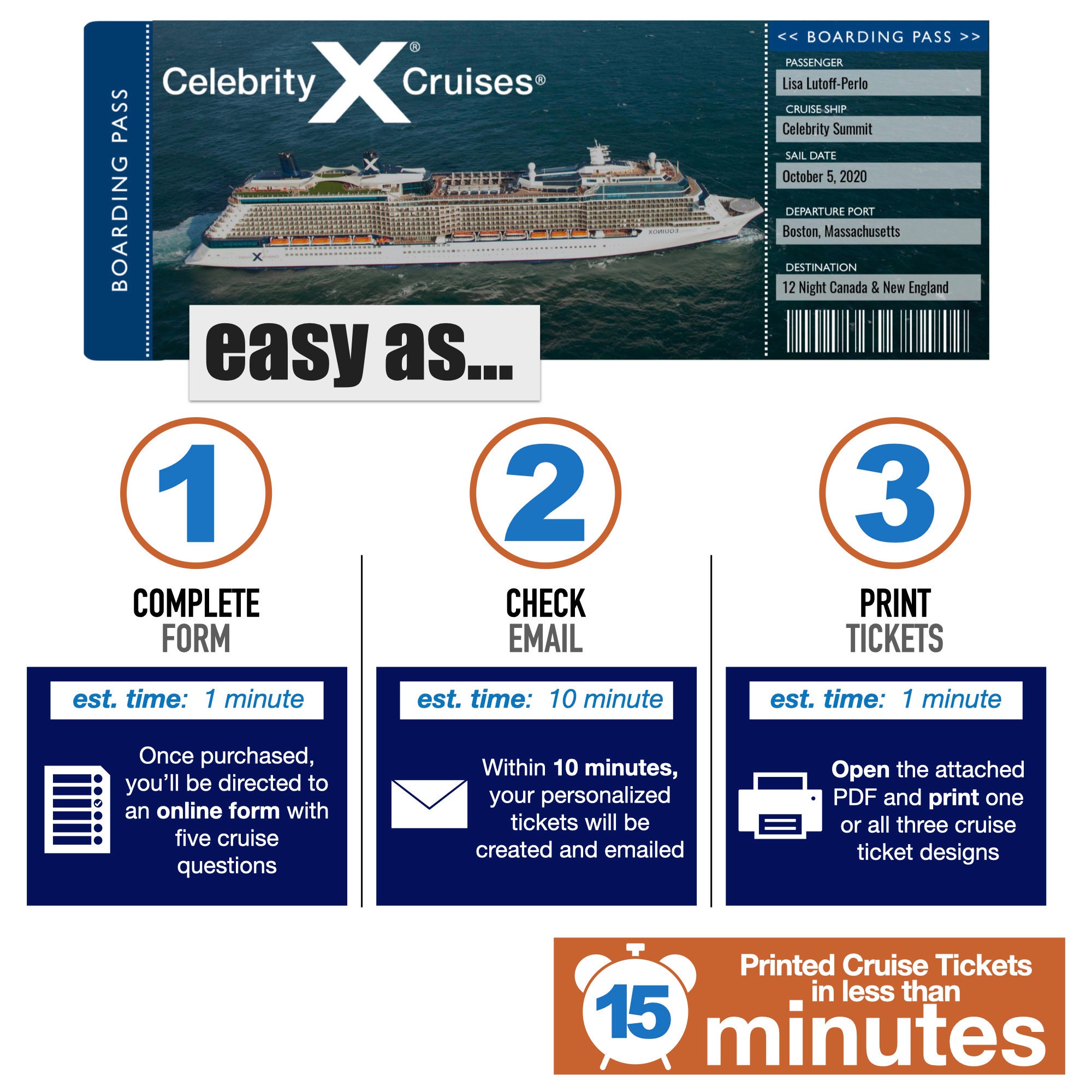 Celebrity Cruise Ticket Fully Customizable - Instant Download & Print ...