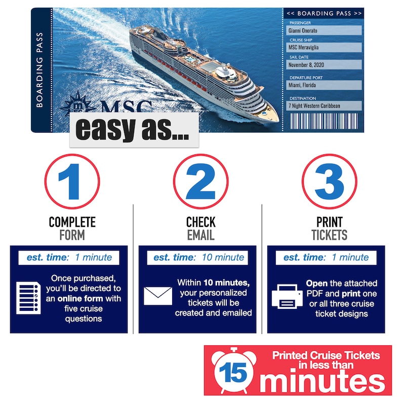 Custom MSC Cruise Ticket: Printable Boarding Pass (instant Download) - Etsy