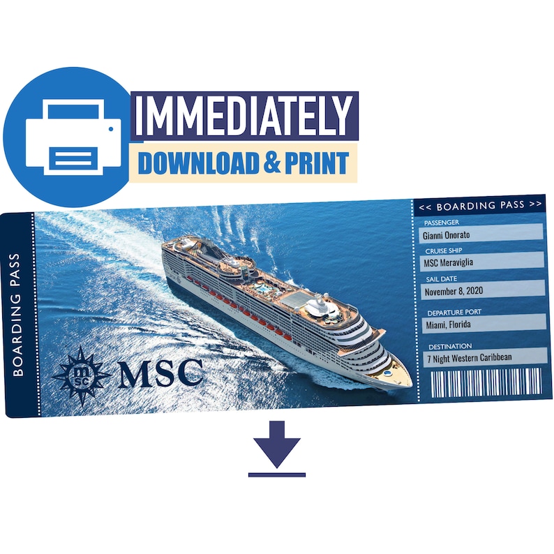Custom MSC Cruise Ticket: Printable Boarding Pass (instant Download) - Etsy
