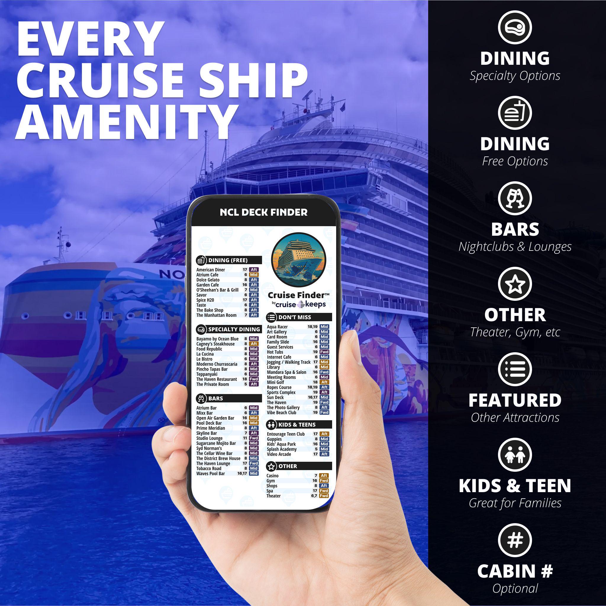 Norwegian Epic Cruise Deck Finder Cards: Phone & Printable Guide ...