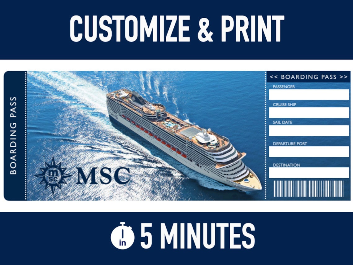 Custom MSC Cruise Ticket: Printable Boarding Pass (instant Download) - Etsy