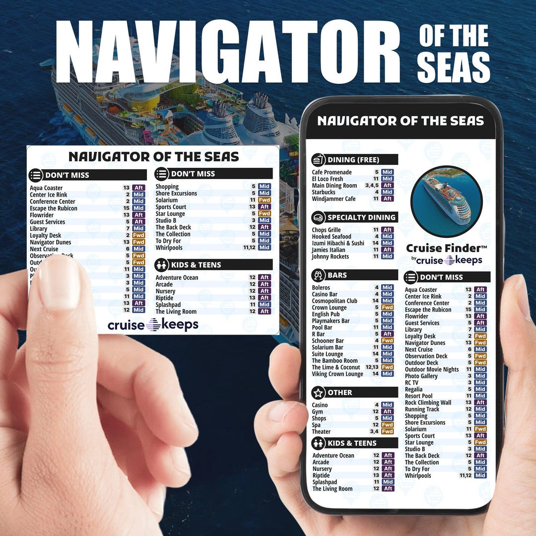 Navigator of the Seas Cruise Ship Deck Finder Cards: Phone & Printable ...