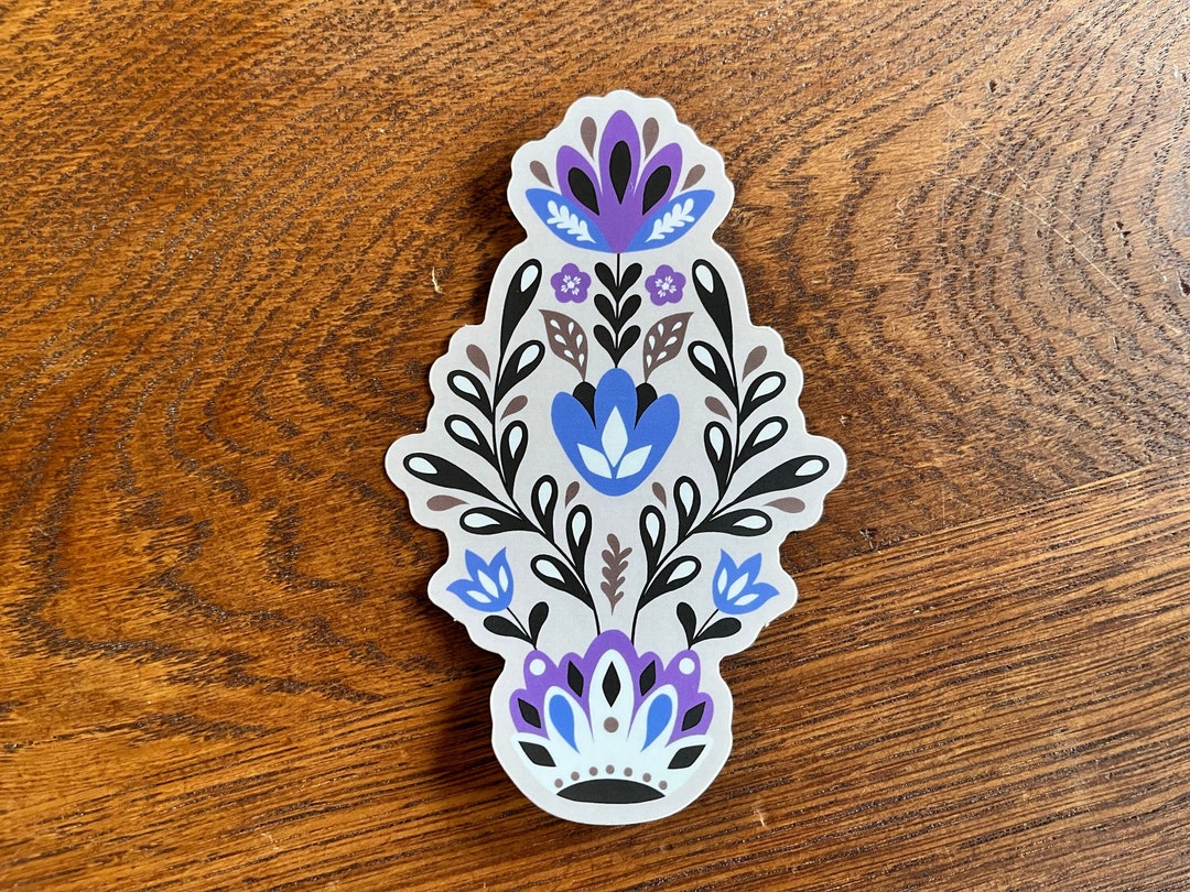 BJJ Folk Art Floral Sticker - Jiu-jitsu Vinyl Flowers Decal - Die Cut ...