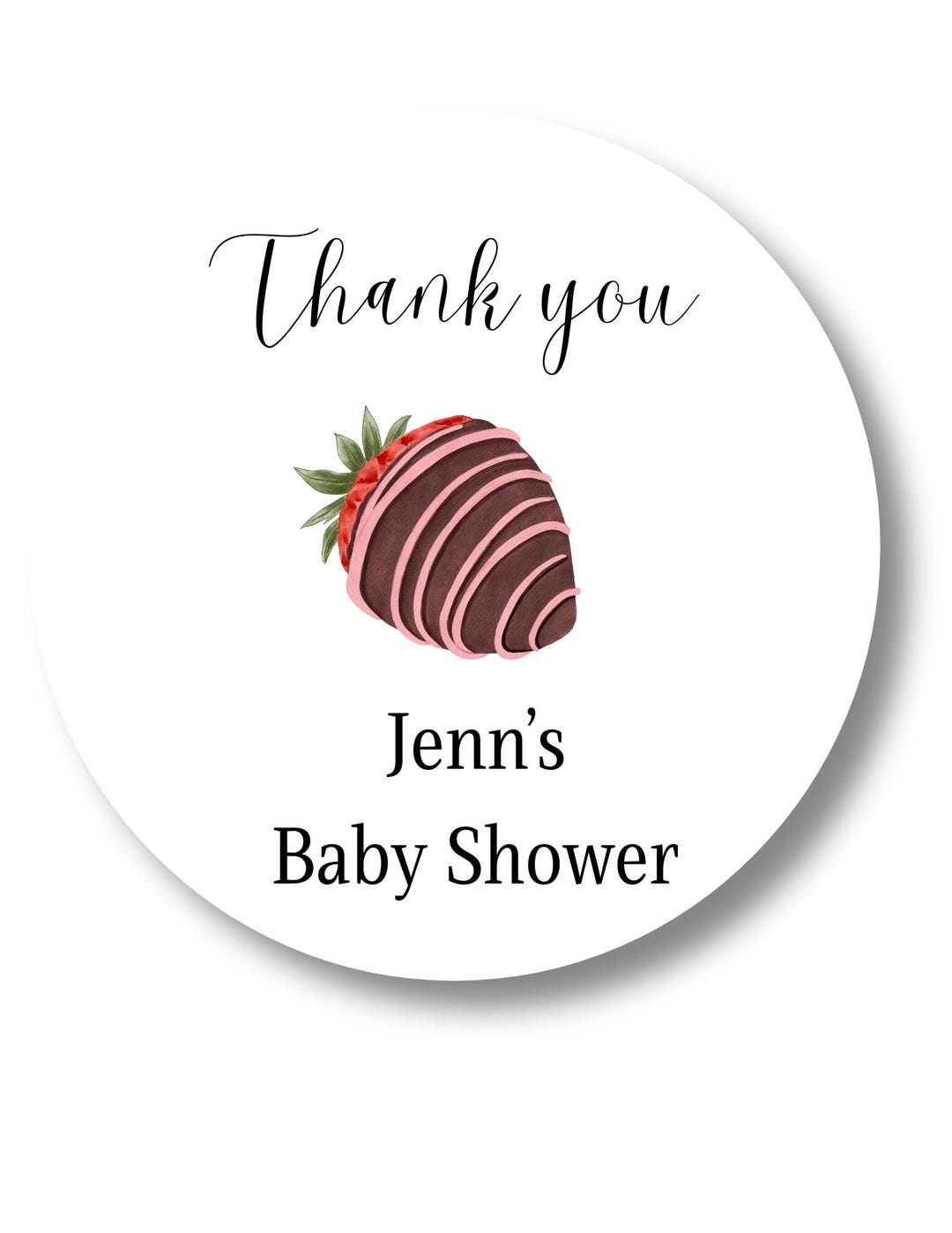 Custom Baby Shower Thank You Stickers – 20 Pack | Chocolate Strawberry ...
