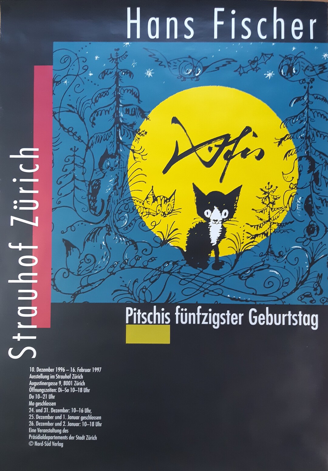 Hans Fischer Large Poster Pitschi Cat 35.050.4 89128cm - Etsy