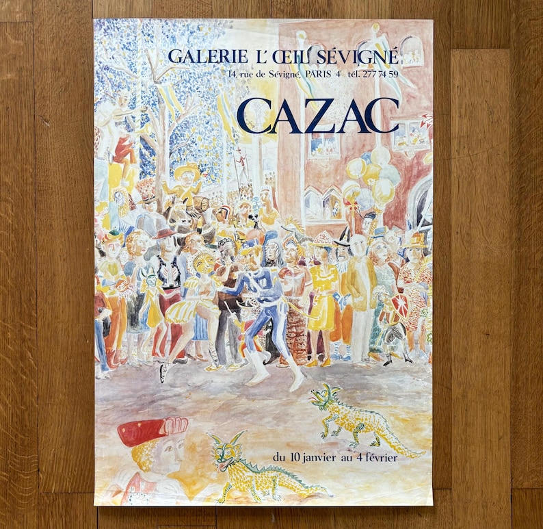 Póster original de la exposición de arte de Yoran Cazac (49 x 69,5 cm ...