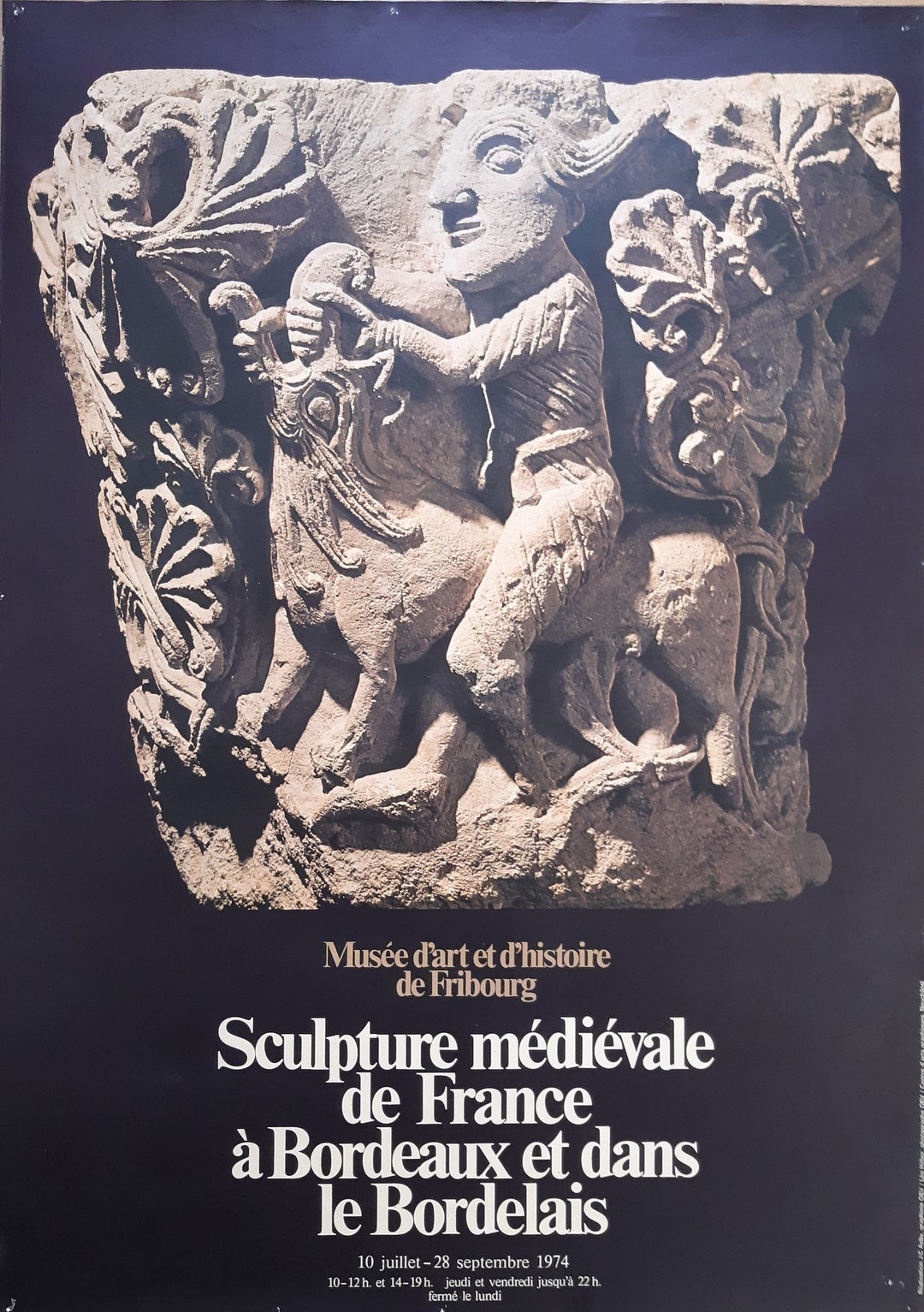 Swiss Vintage Museum Exhibition Poster Medieval Sculpture - 35.0"×50.4 ...