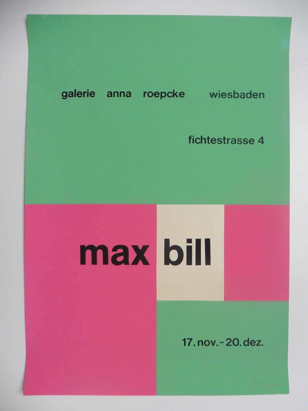 Max Bill Original Art Poster Signed Numbered Anna Roepcke - 16.5"×23.6 ...