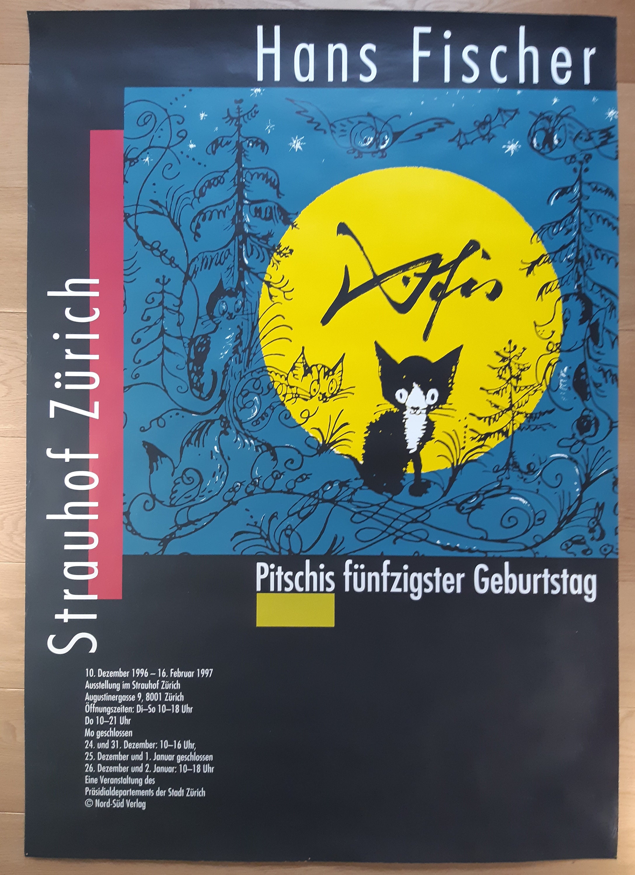 Hans Fischer Large Poster Pitschi Cat - 35.0"×50.4" (89×128cm) - Etsy