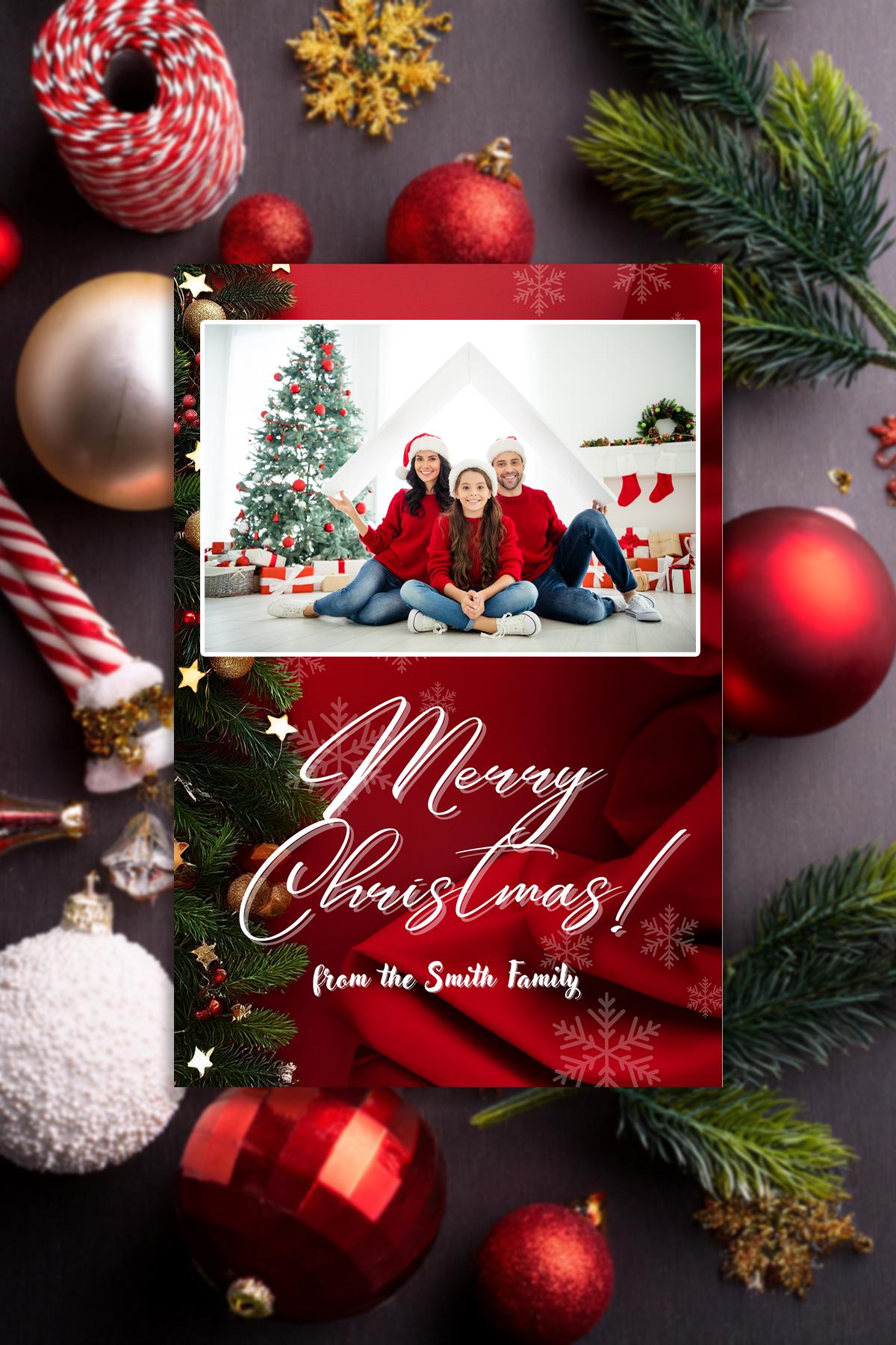Editable Photo Christmas Card Template, Modern Printable Photo Holiday ...
