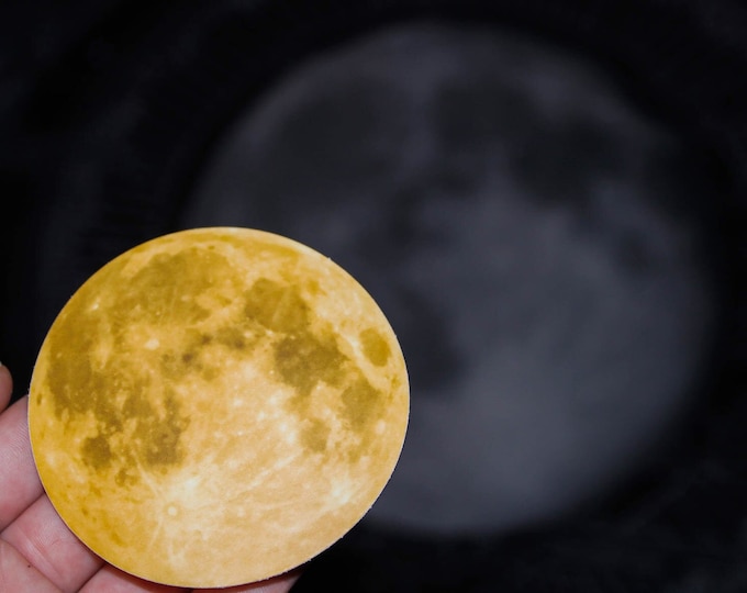 Yellow Super Moon Sticker Waterproof Laptop Sticker Full Moon Sticker 3 ...
