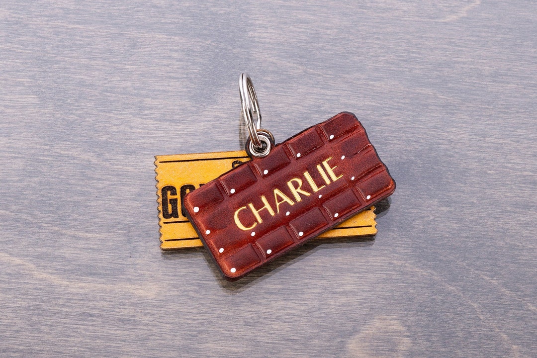 Charlie and the Chocolate Fabric Double Leather Dog ID Name Tag - Etsy