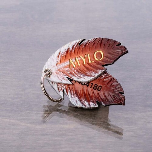 Double Eagle Feather Leather Dog ID Tag - Etsy