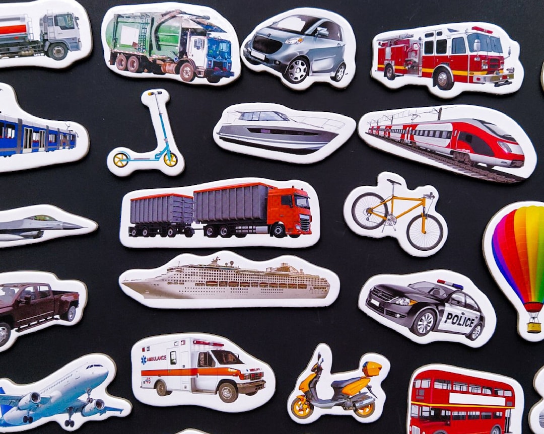 Transportation Magnets for Kids, Set of 25 Magnets for Toddler, Vehicle ...