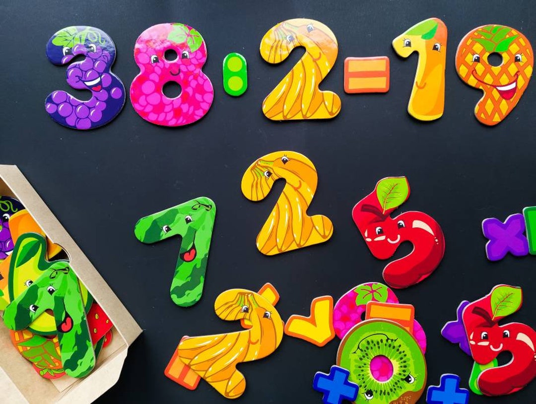 Large Numbers Magnets for Kids, Preschool Math, Cute Magnets, Set of 35 ...