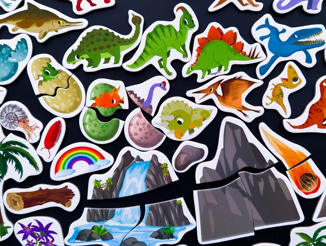 Dinosaur Magnets, Kids Magnets, Fridge Magnets, Set of 67, Prehistoric ...