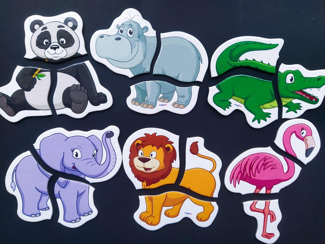 Safari Animals Puzzles for Kids, Cute Magnets for Toddlers, Fridge ...