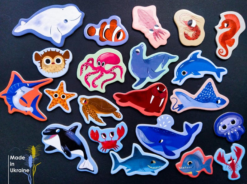 Ocean Animals Magnets for Kids, Set of 21, Cute Magnets for Toddler ...