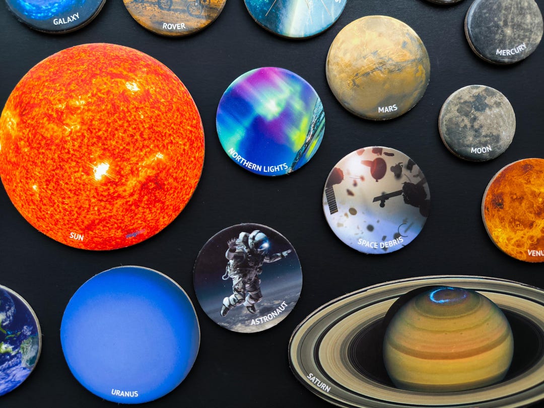 Solar System Magnets for Kids, Set of 18, Preschool Education, Space ...