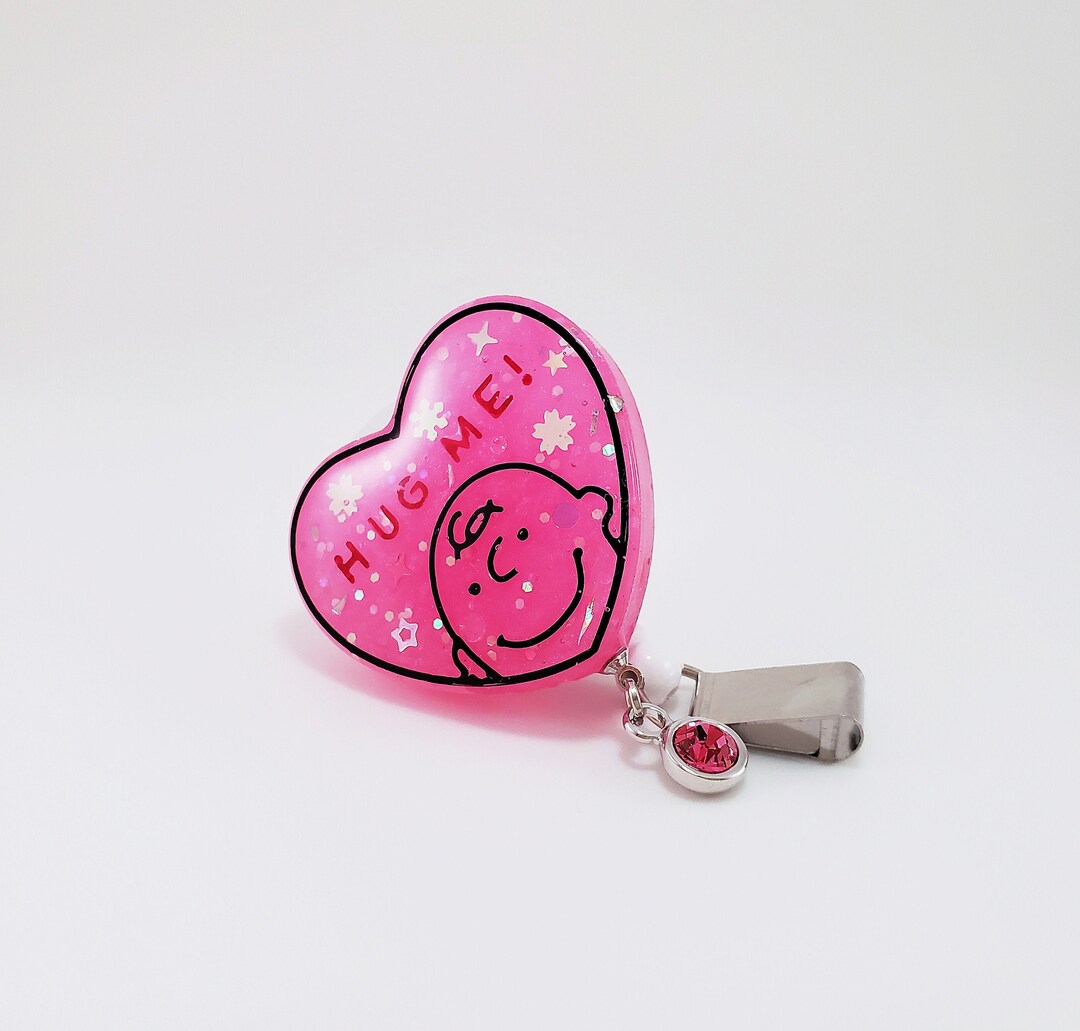 Fuchsia Charlie Brown Heart Badge Reel, Fuchsia Heart Retractable Badge ...