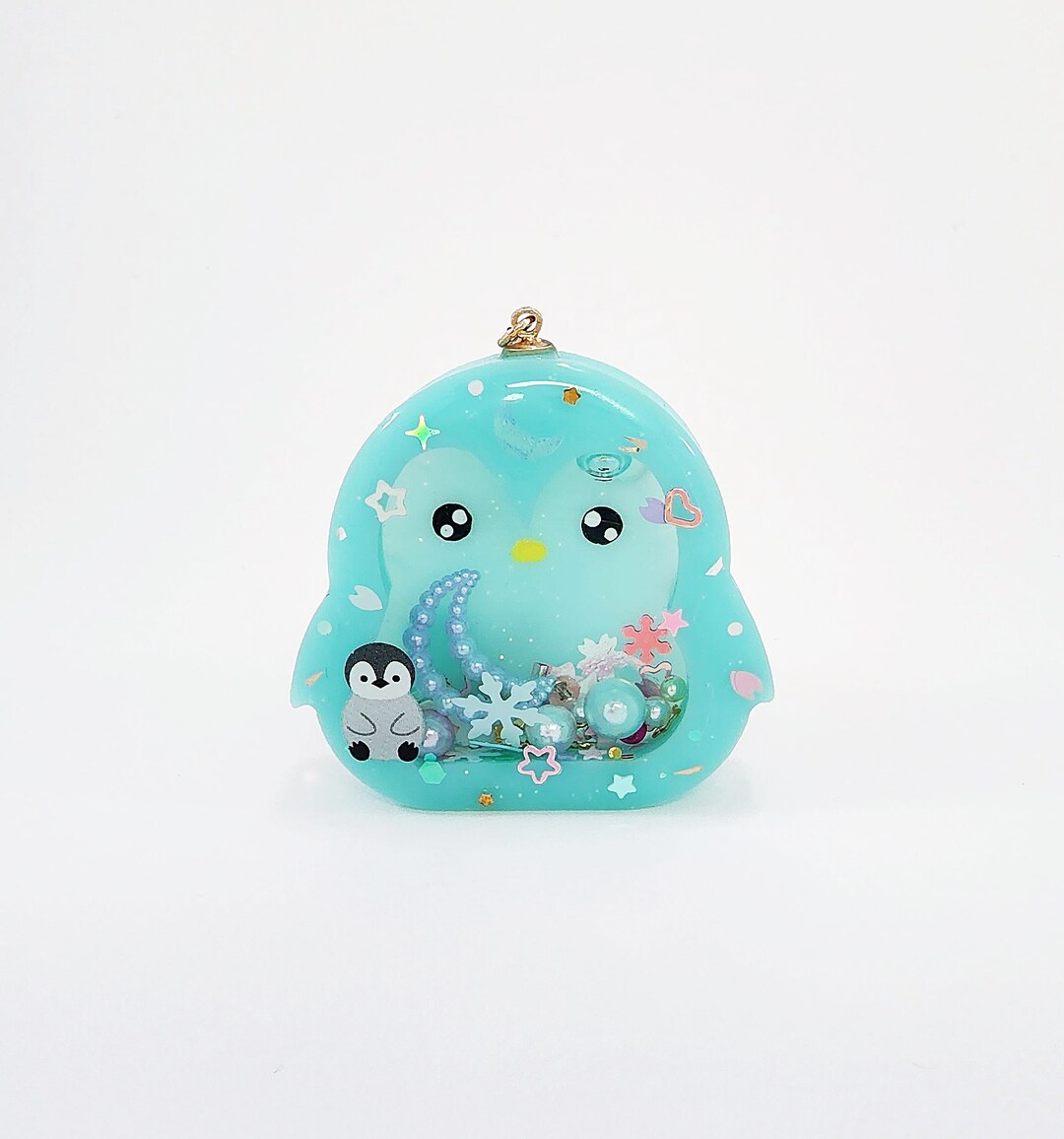 Mint Green Penguin Shaker Charm, Kawaii Penguin Shaker Purse Charm, UV ...