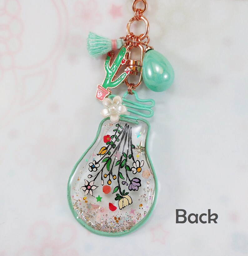Hand Wired Terrarium Bulb Purse Charm Turquoise Flower Light - Etsy