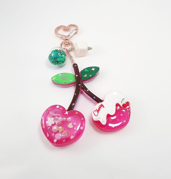 Cherry Shaker Charm Heart Cherry Shaker Charm UV Resin - Etsy