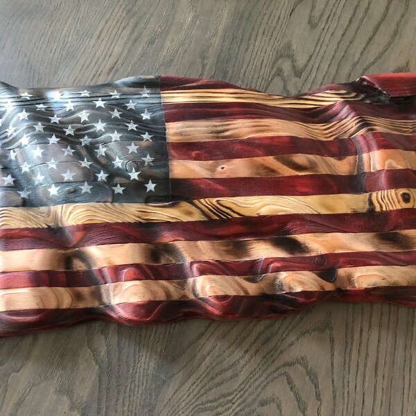 Wooden Wavy American Flag - Etsy