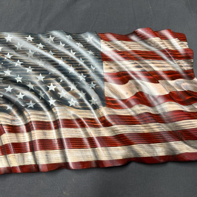 Wavy Wooden American Flag - Etsy