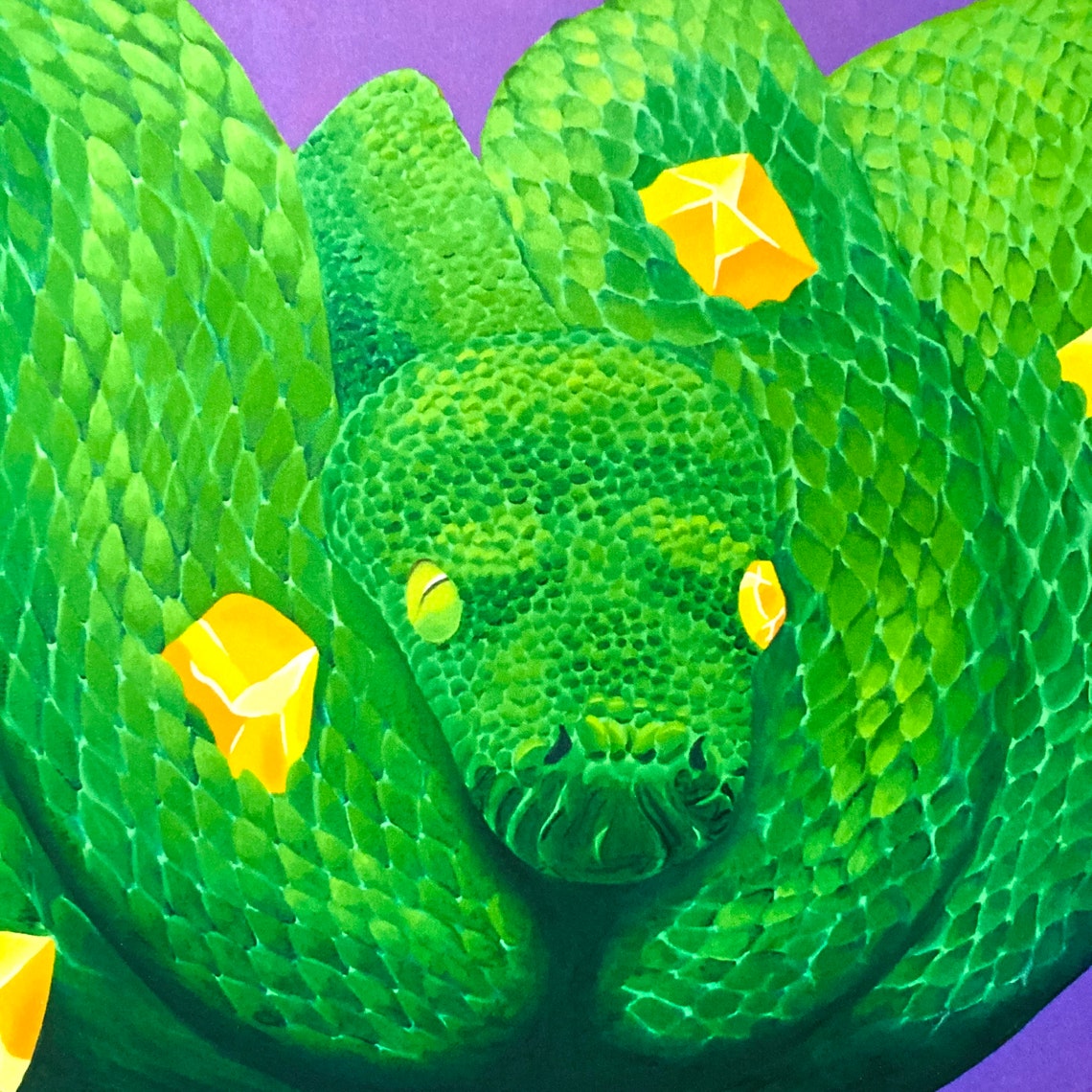 Snake Crystal Ball Python Wall Art Print Animal Art | Etsy