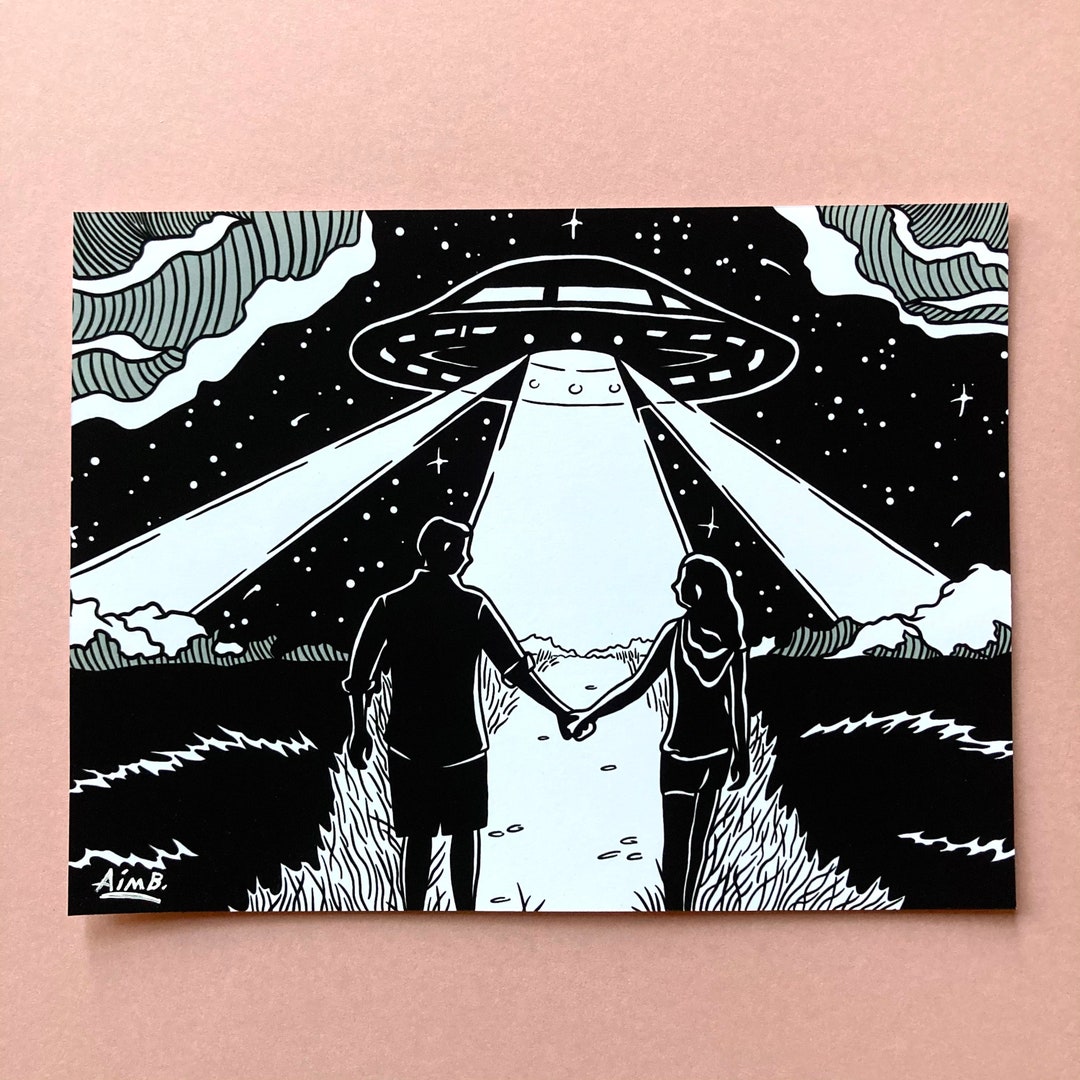 Alien, I Love You Gift, Wall Art Print, Space Art, Space Age, Eclectic ...