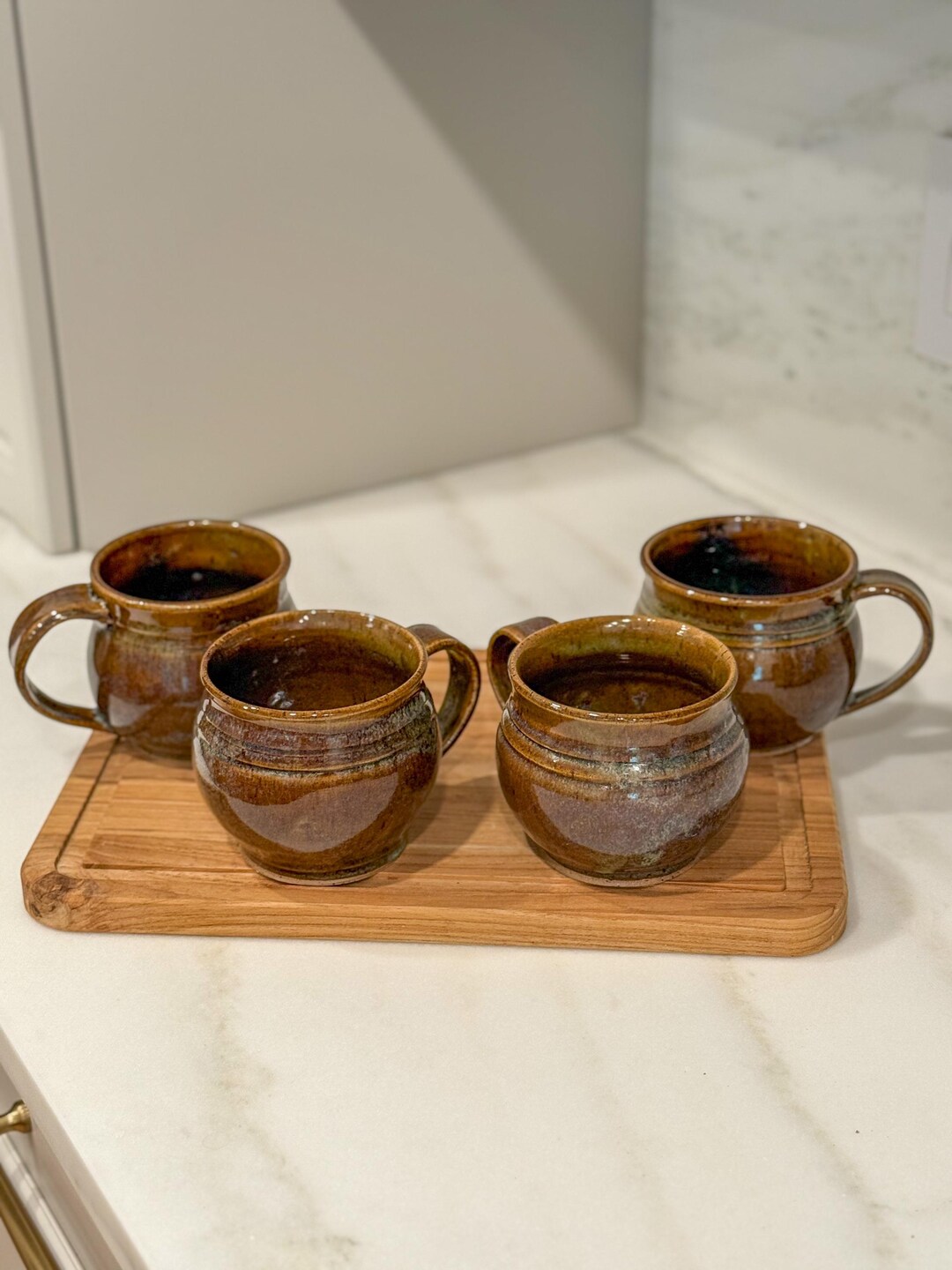 Hand Thrown Stoneware Soup Mugs - Set of 4, Rustic Earthy Glaze - Etsy