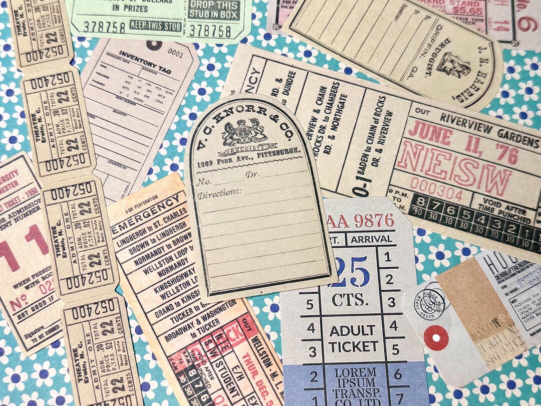 Lot of 25 Old Tickets, Retro Receipts - for Ephemera / Junk Journal ...