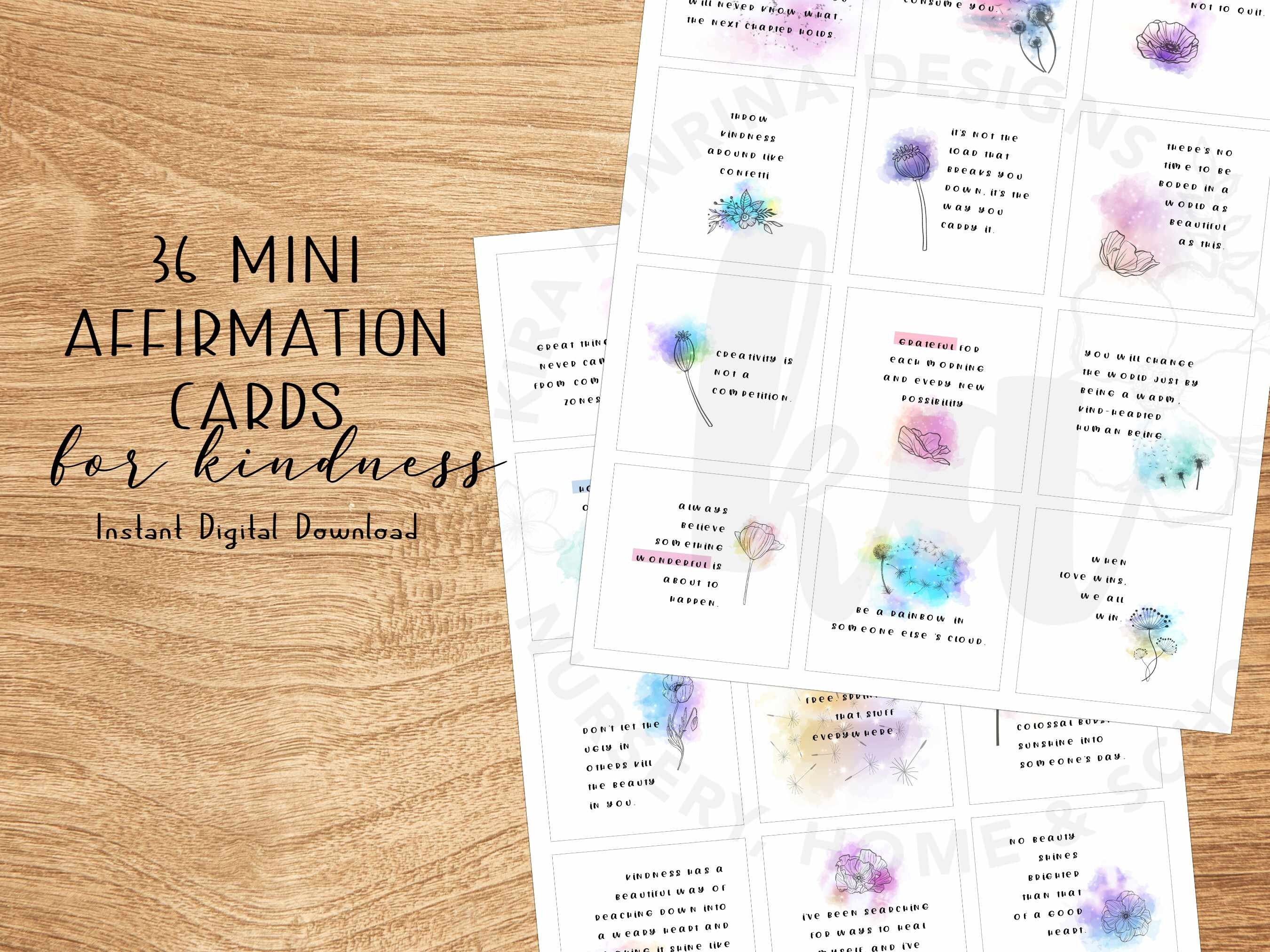 Mini Affirmation Cards for Kindness | Positive Inspirational Cards ...