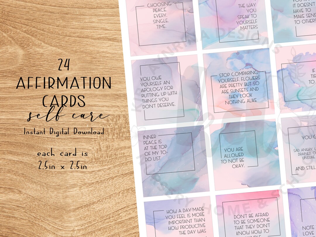 Affirmation Cards for Self-care | Positive Inspirational Cards | Set of ...