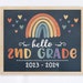 Rainbow 2nd Grade Printable Sign | Hello 2nd Grade Sign | Digital ...