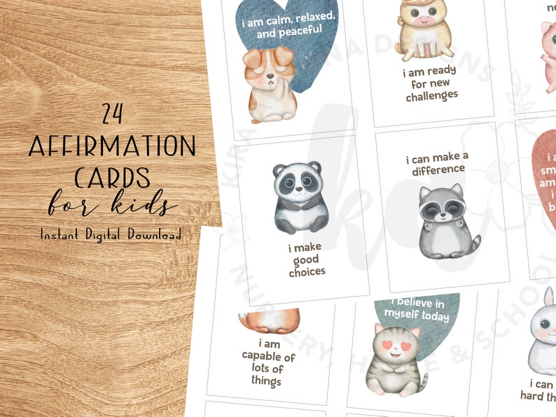 Affirmation Cards for Kids | Animal Design | Positive Inspirational ...