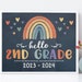 Rainbow 2nd Grade Printable Sign | Hello 2nd Grade Sign | Digital ...