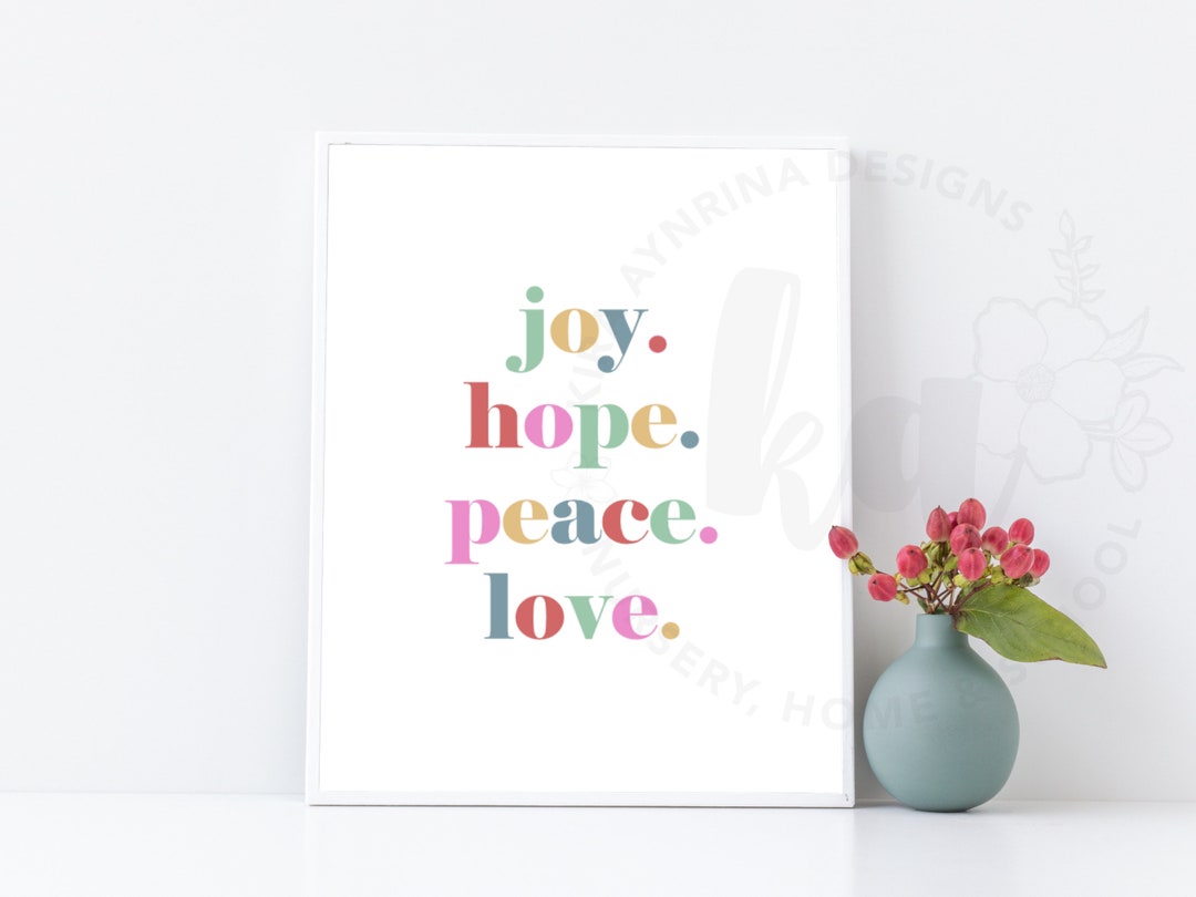 Joy Hope Peace Love Printable | Christmas Print | Christmas Poster ...