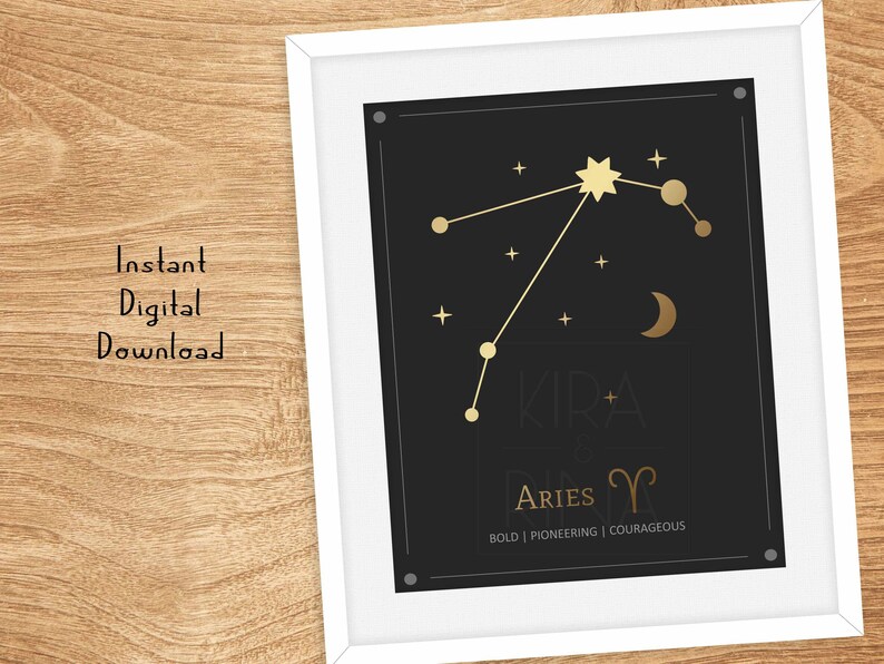 Aries Sign Printable Living or Office Room Zodiac Sign - Etsy