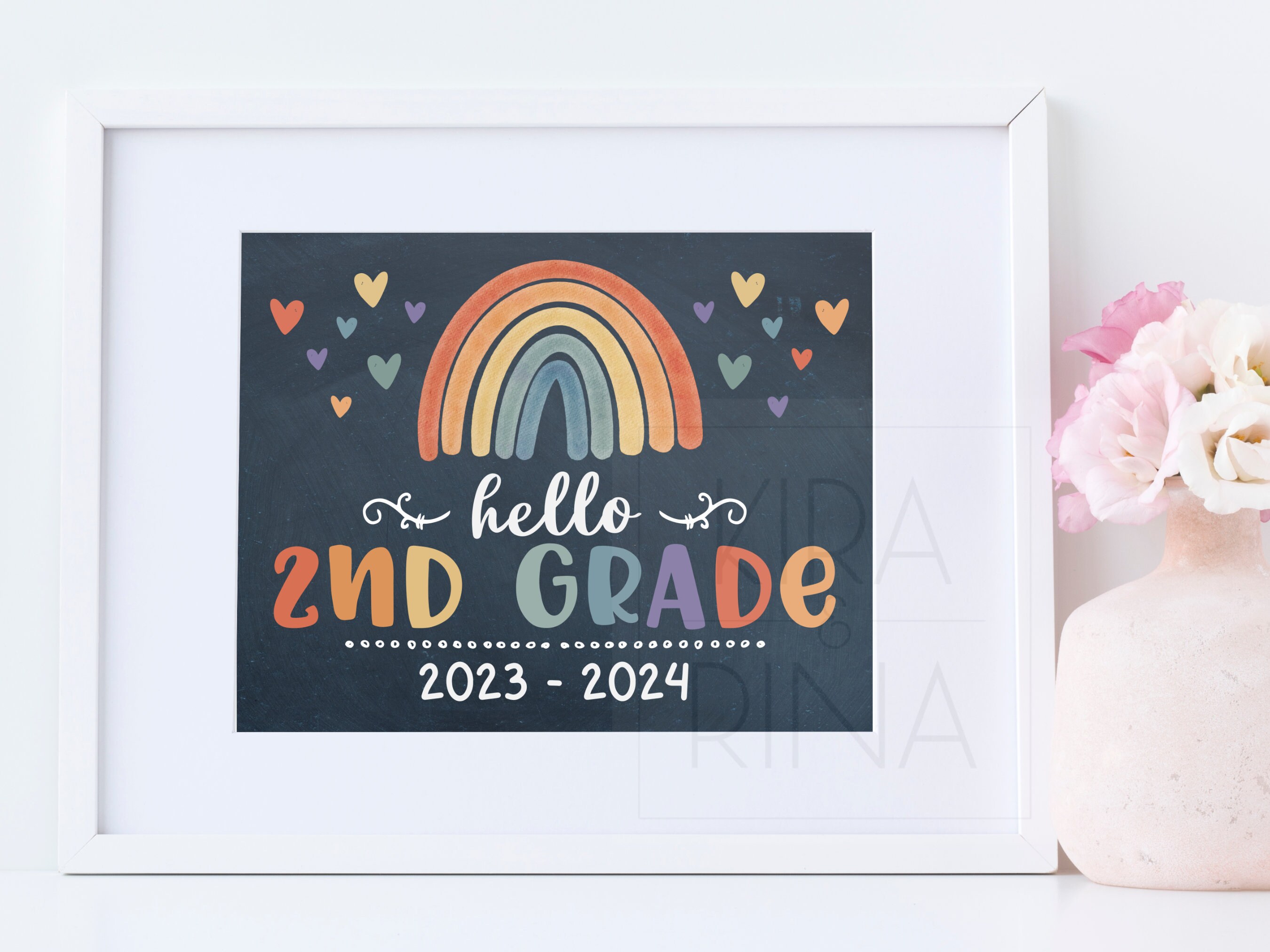 Rainbow 2nd Grade Printable Sign | Hello 2nd Grade Sign | Digital ...