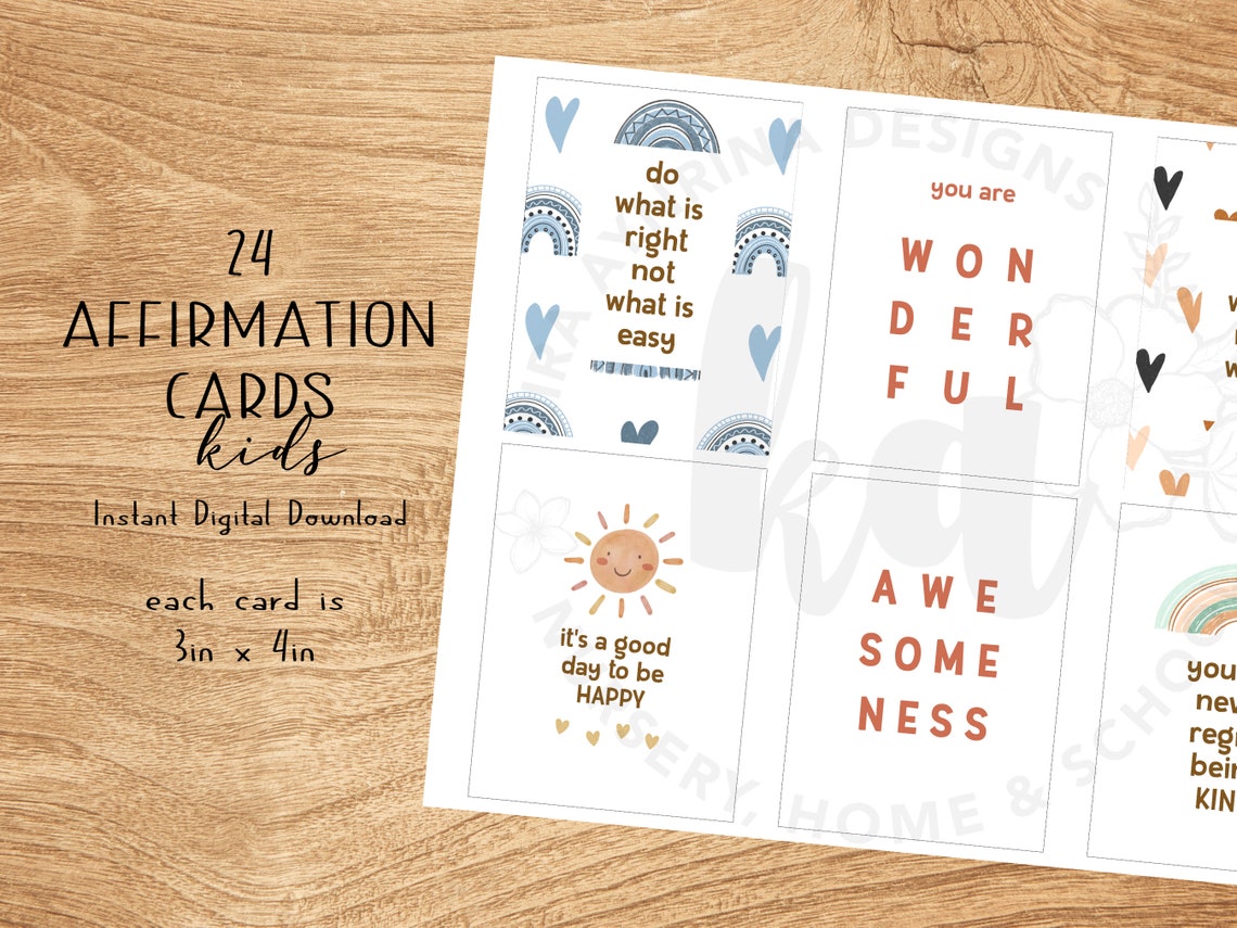 Affirmation Cards for Kids | Rainbows Design | Positive Inspirational ...