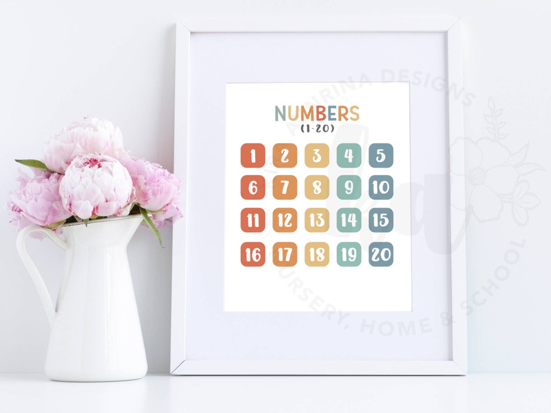 Numbers 1-20 Printable | Nursery or Kids Room | Basic Learning ...