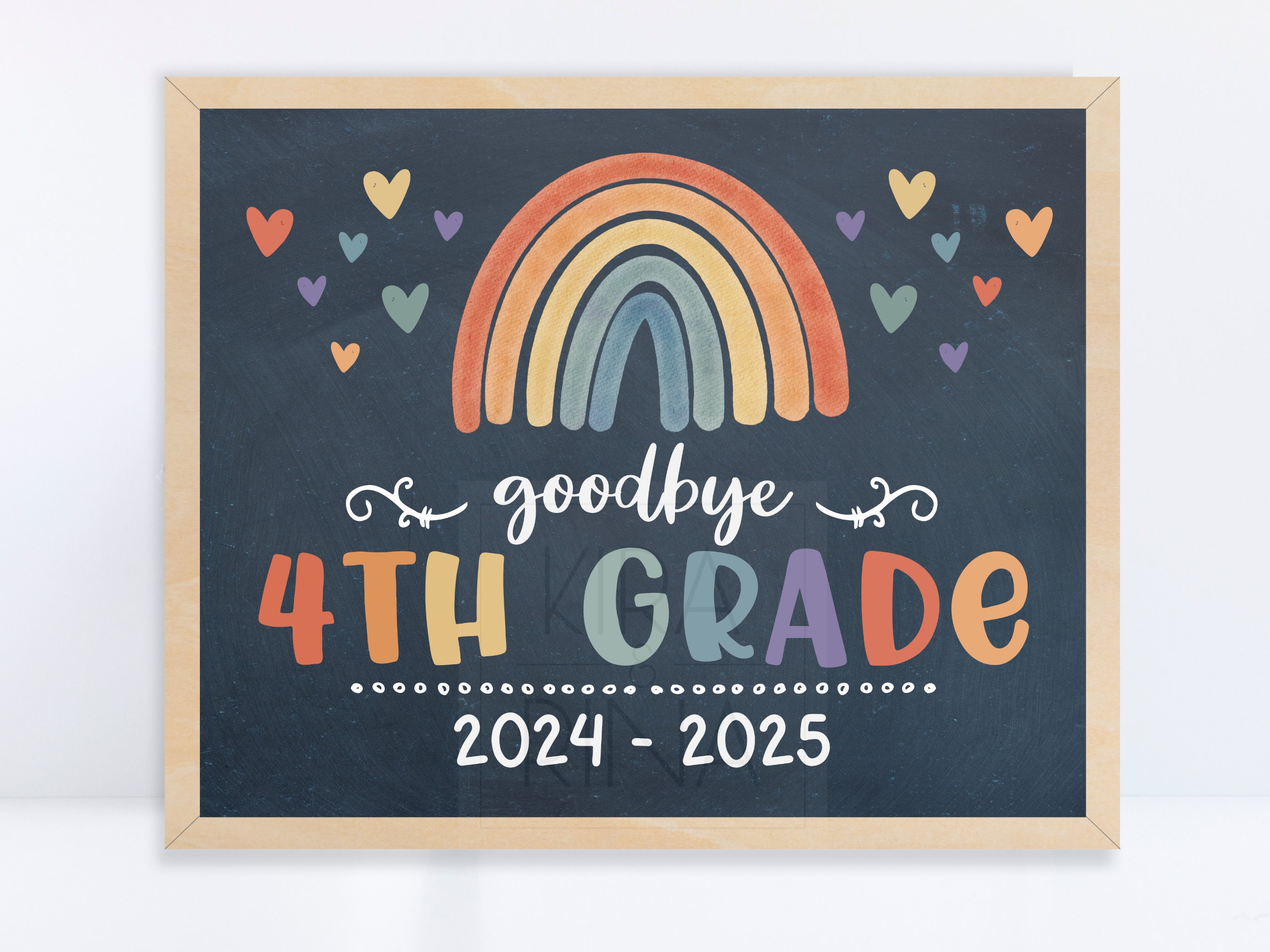 Rainbow 4th Grade Printable Sign | Goodbye 4th Grade Sign | Digital ...