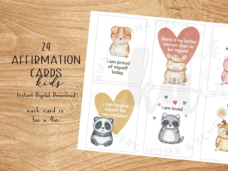 Affirmation Cards for Kids | Animal Design | Positive Inspirational ...