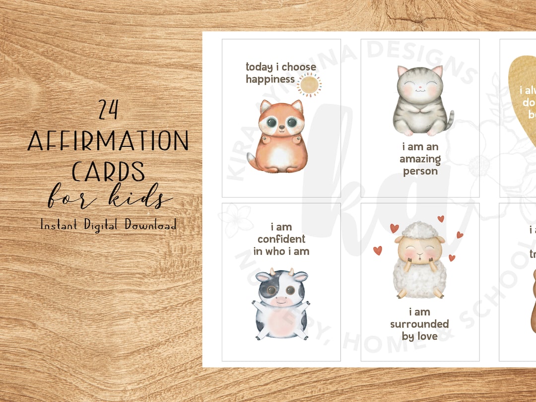Affirmation Cards for Kids | Animal Design | Positive Inspirational ...