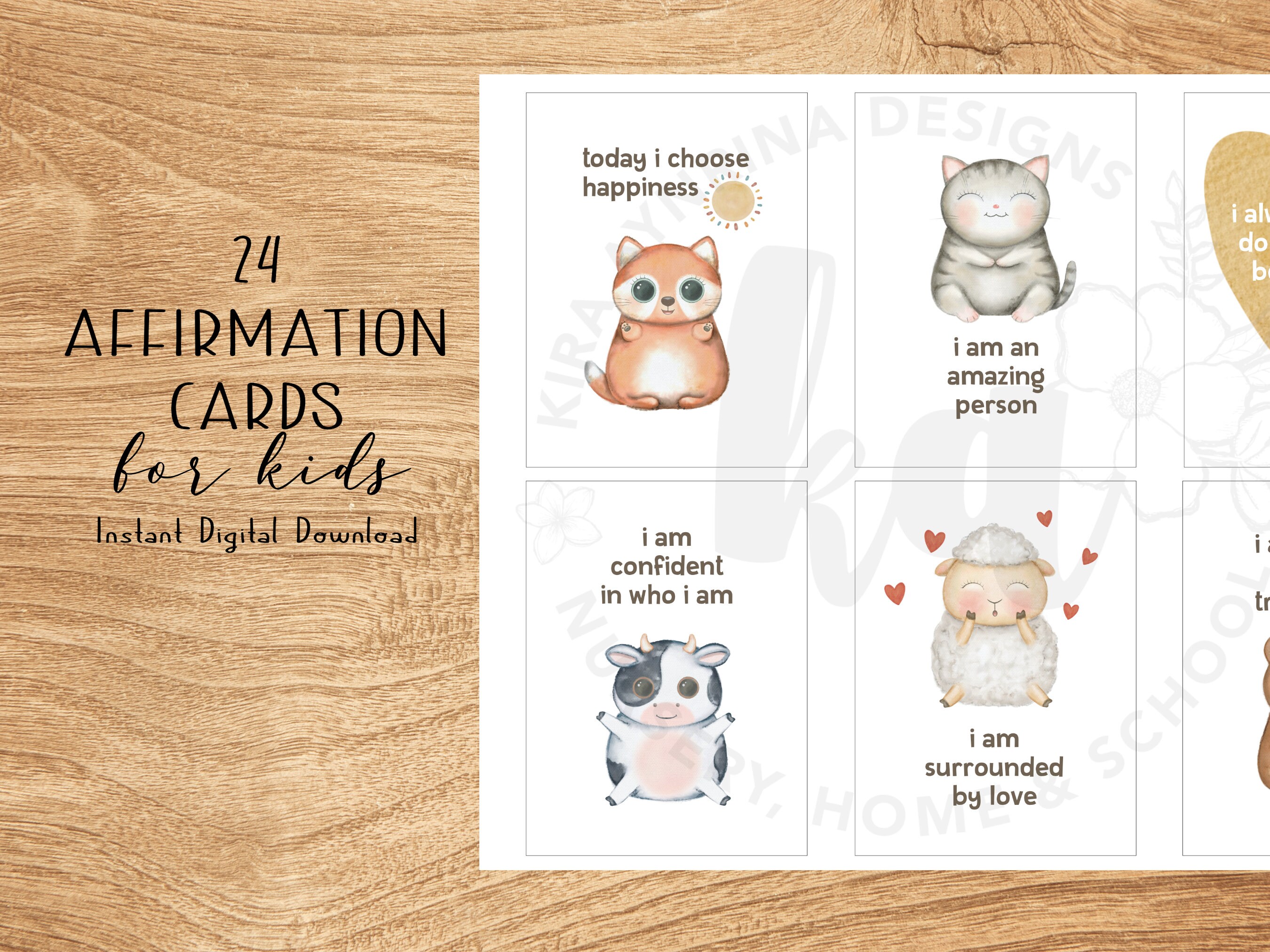 Affirmation Cards for Kids | Animal Design | Positive Inspirational ...