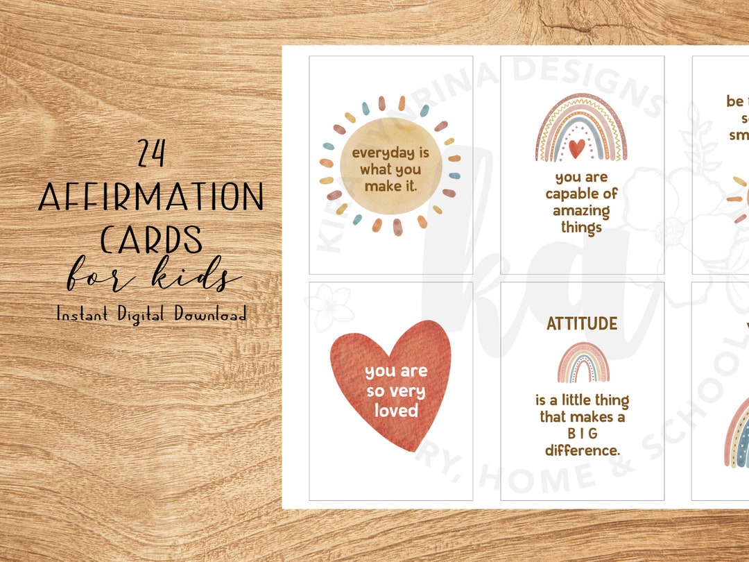 Affirmation Cards for Kids | Rainbows Design | Positive Inspirational ...